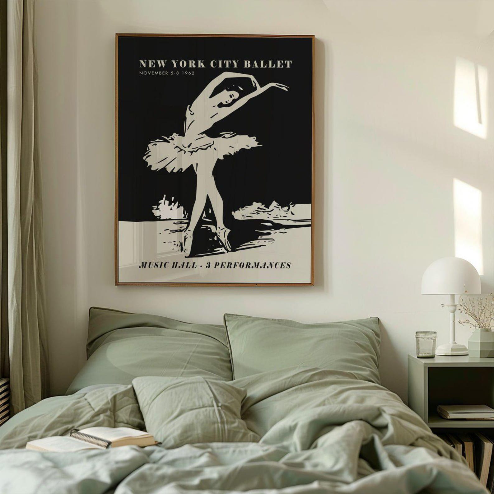 New York City Ballet Poster - Black and White Ballerina Print, Vintage Dance Performance Art ...