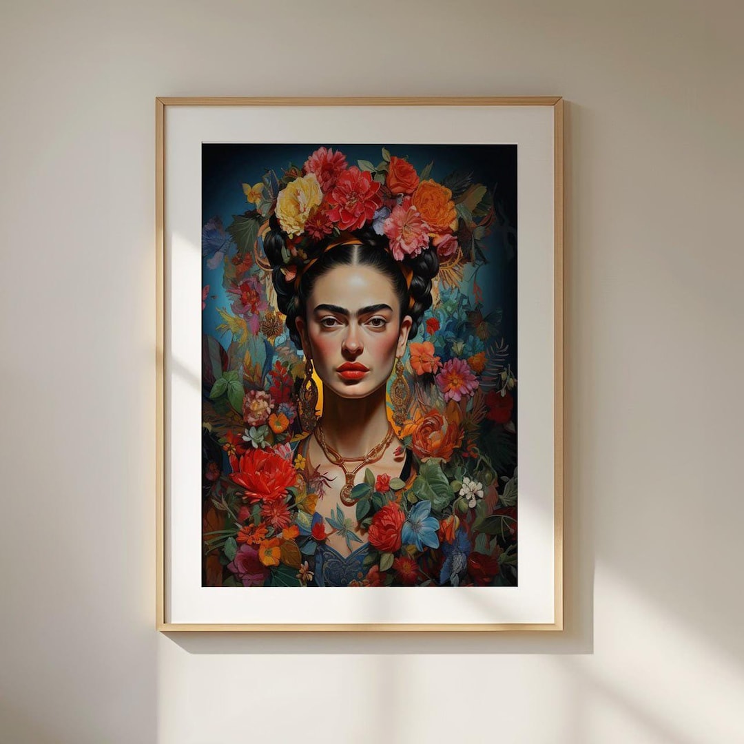 Frida Kahlo Garden Radiance Poster, Vibrant Floral Mexican Art, Boho ...