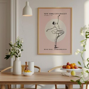 New York City Ballet Poster - Vintage Ballerina Print, Minimalist Dance ...