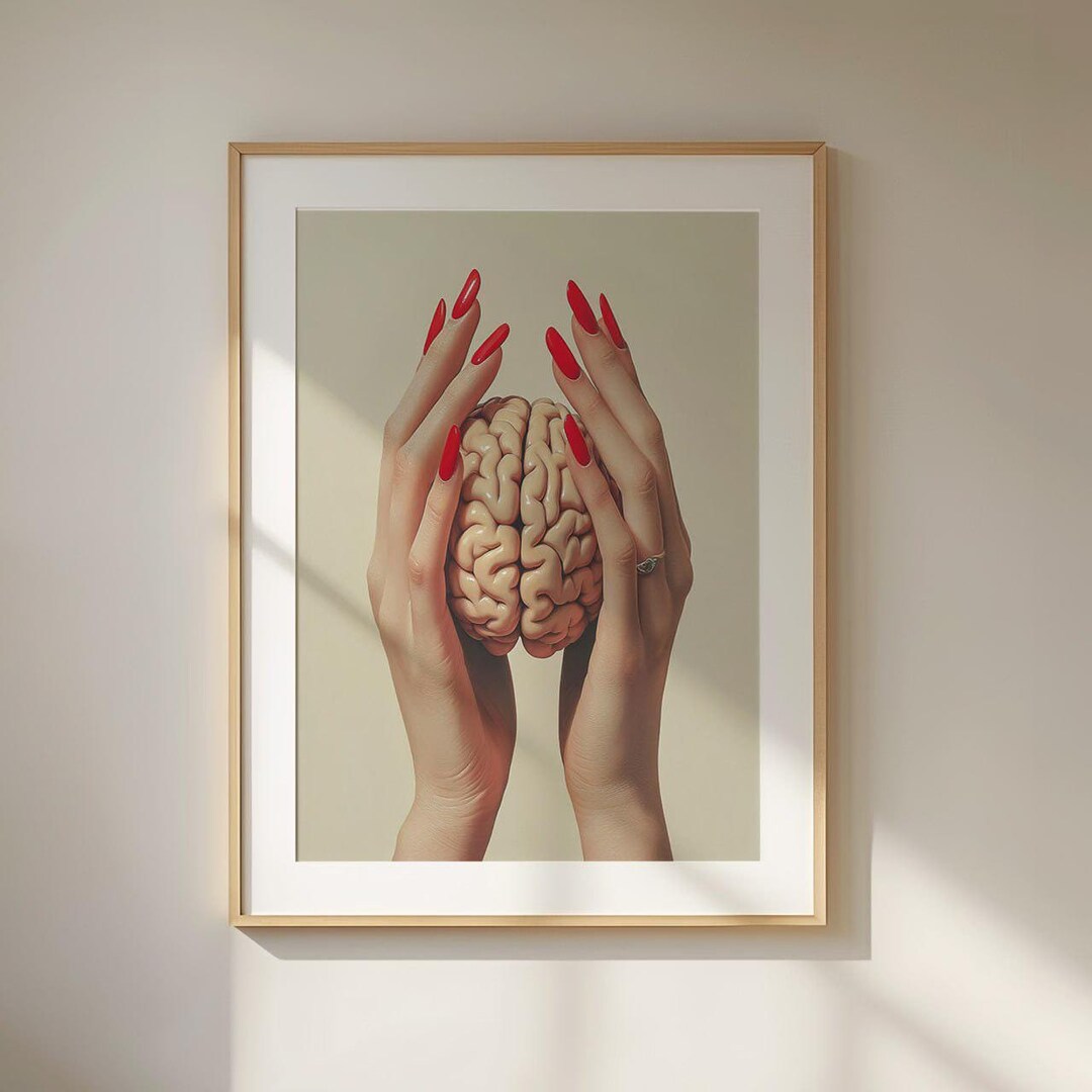 Surreal Feminine Brain Art - Modern Minimalist Wall Decor, Bold ...