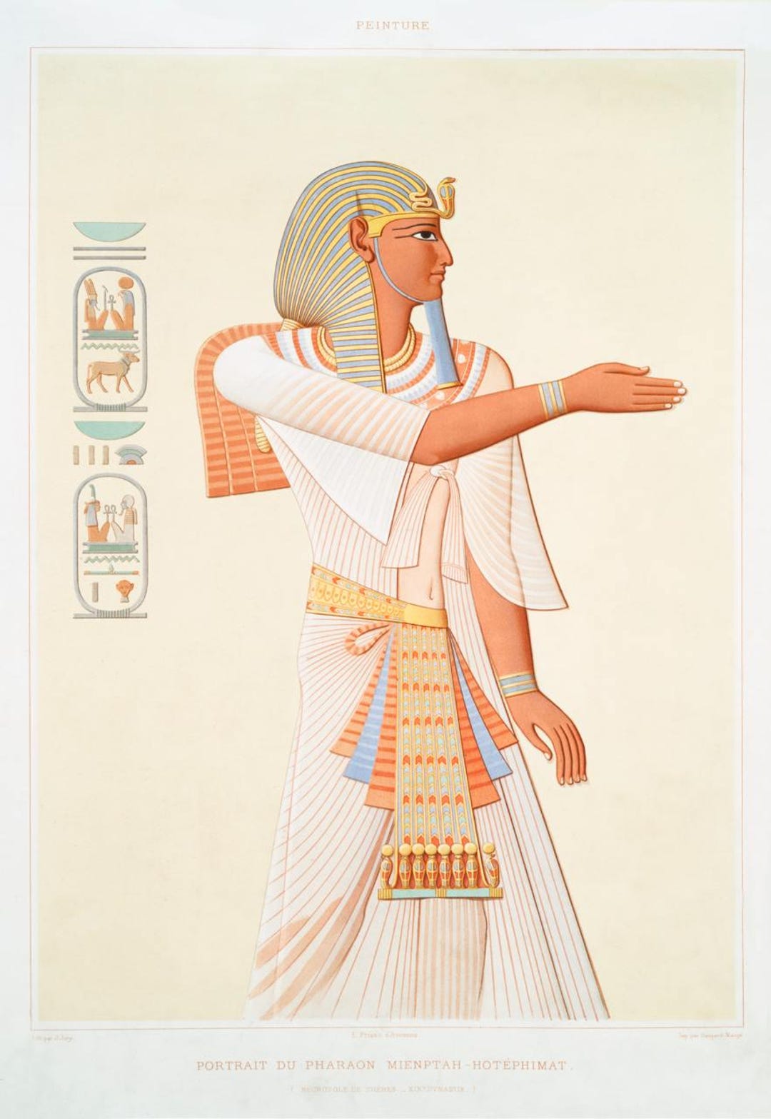 Ancient Egyptian Pharaoh Print - Vintage Wall Art Poster - Hieroglyphic ...