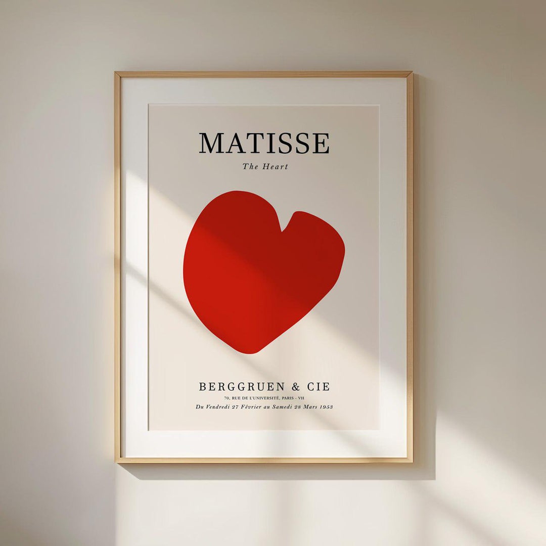 Matisse Heart Poster | High Quality Minimalist Art Print | Red Heart by ...