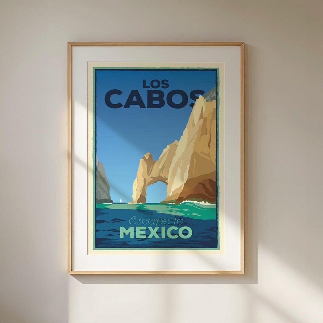 Los Cabos Travel Poster, Mexico Coastal Wall Art Print, Scenic Archway ...