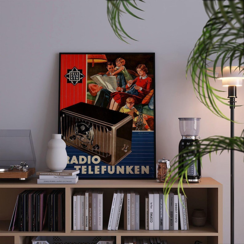 Telefunken Radio Poster Vintage 1930s Advertisement Art, Retro Family ...