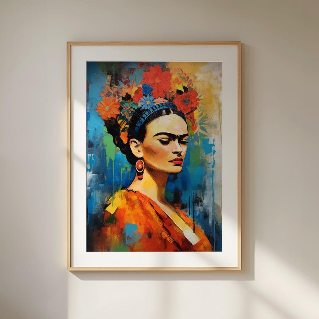 Vibrant Frida Kahlo Art Print – High-quality Poster With Bold Orange ...