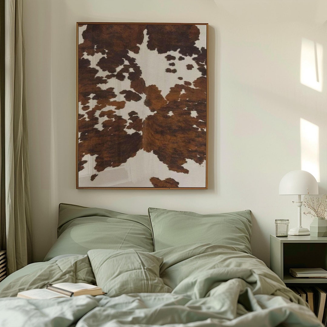Cowhide Print Poster, Rustic Farmhouse Wall Art, Natural Cow Pattern ...