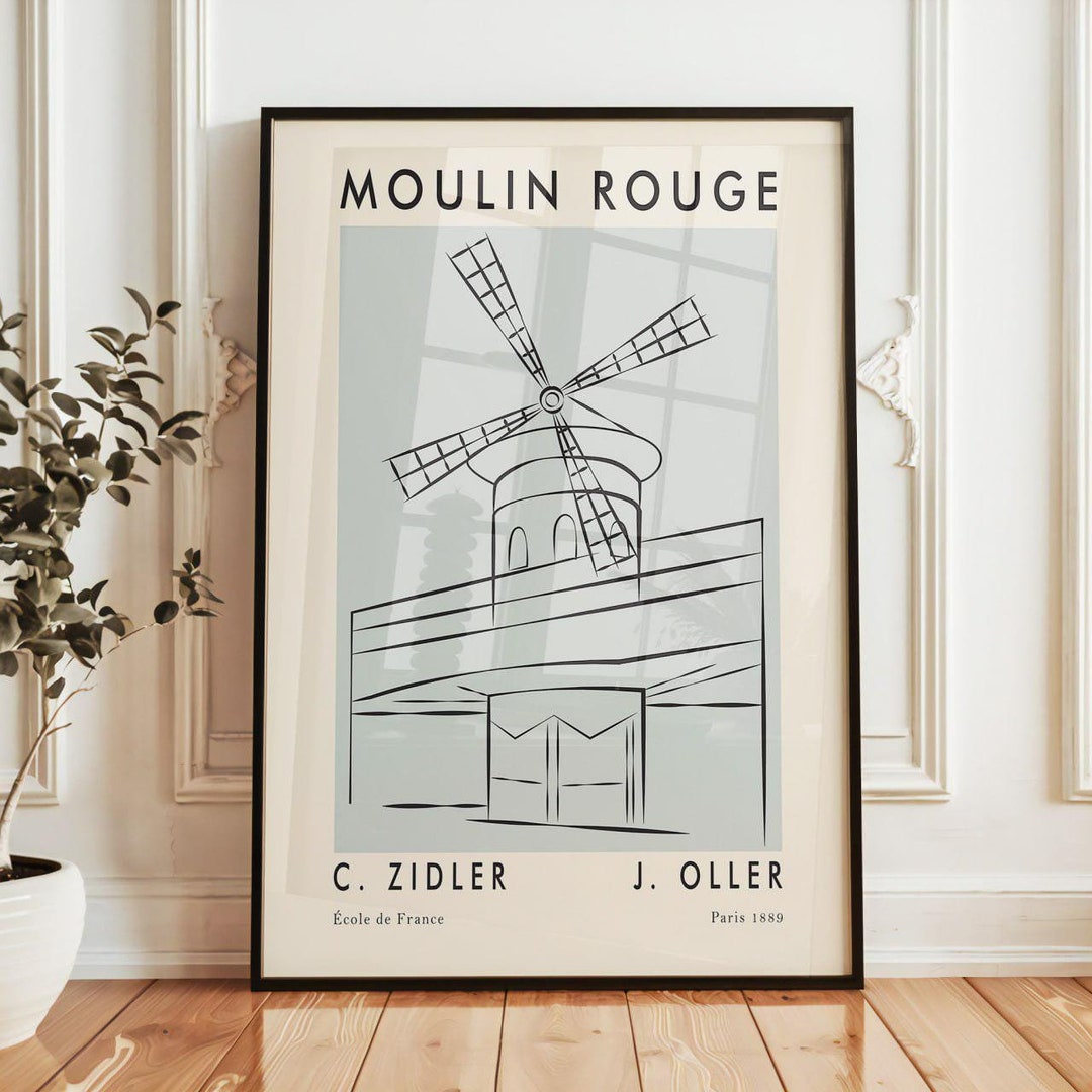 Moulin Rouge Art Print, Vintage Parisian Poster, French Cabaret Wall ...
