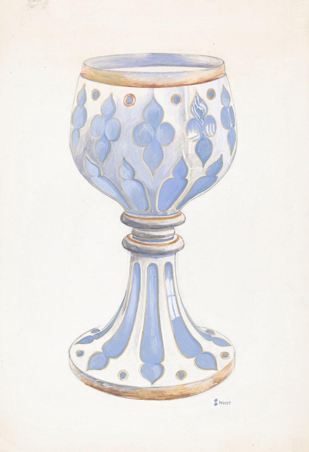 Antique Chalice Art Print - Vintage Ornate Goblet Illustration Poster ...