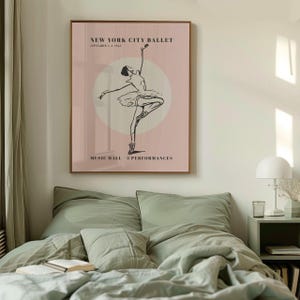 New York City Ballet Poster - Vintage Ballerina Print, Minimalist Dance ...