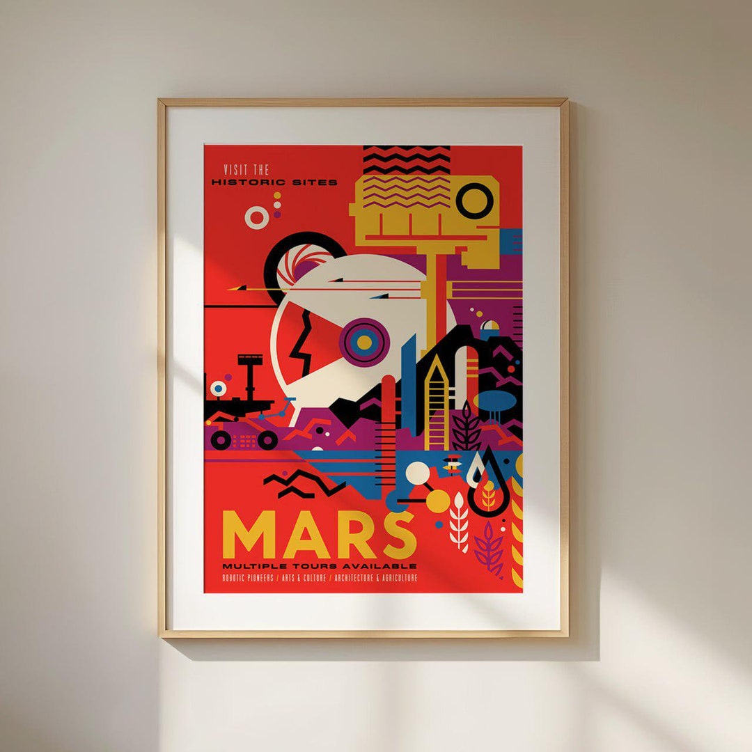 Retro Mars Travel Poster – Vintage Futuristic Space Art, Sci-fi ...