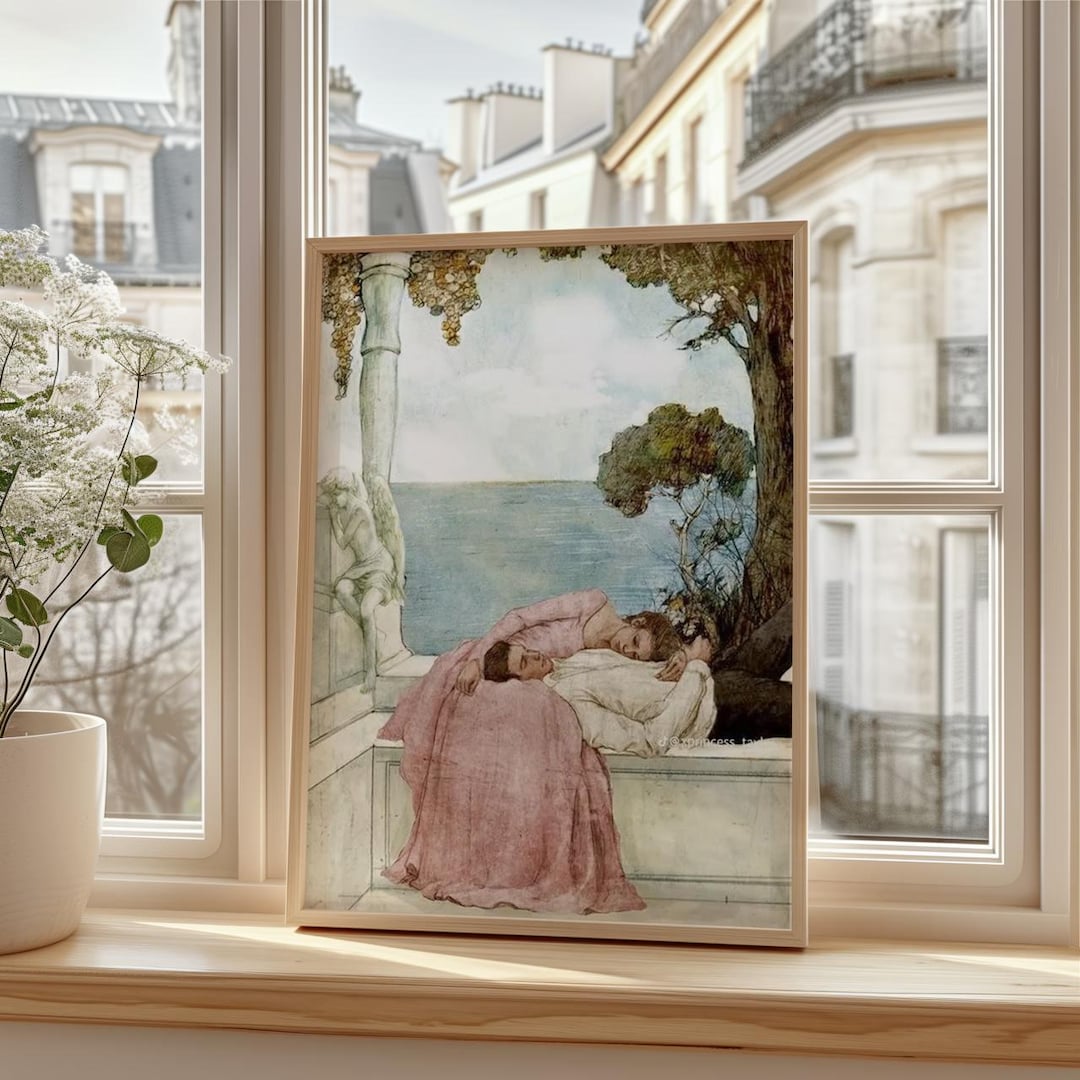 Romantic Pre-raphaelite Art Print - Vintage Lovers Painting Poster ...