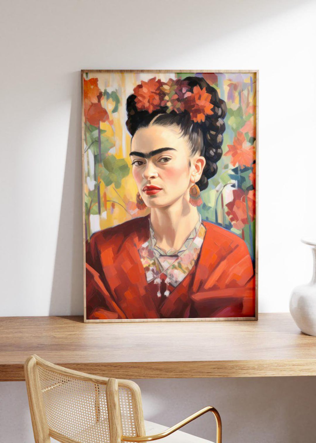 Frida Kahlo Art Poster – Vivid Portrait of Iconic Mexican Artist ...