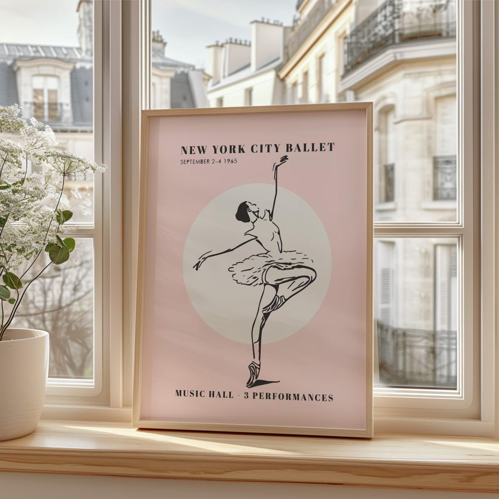 New York City Ballet Poster - Vintage Ballerina Print, Minimalist Dance ...