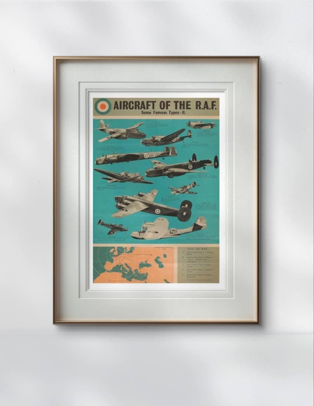 Vintage RAF Aircraft Poster, WWII Airplane Art Print, Historical ...