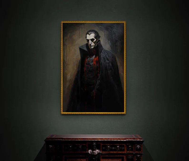 Gothic Vampire Portrait Art Print Dark Horror Wall Decor Classic ...