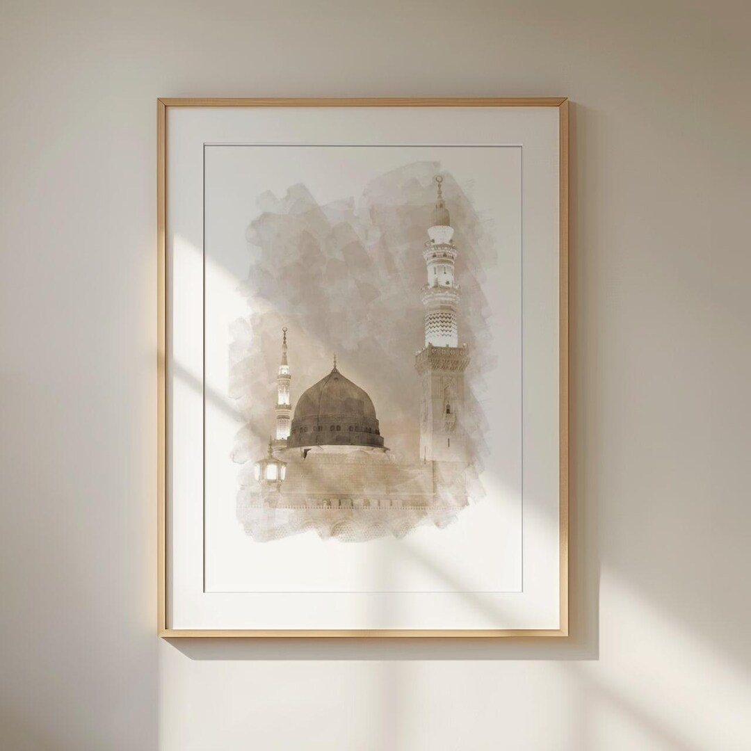 Islamic Mosque Wall Art Print - Prophet’s Mosque Minimal Poster ...