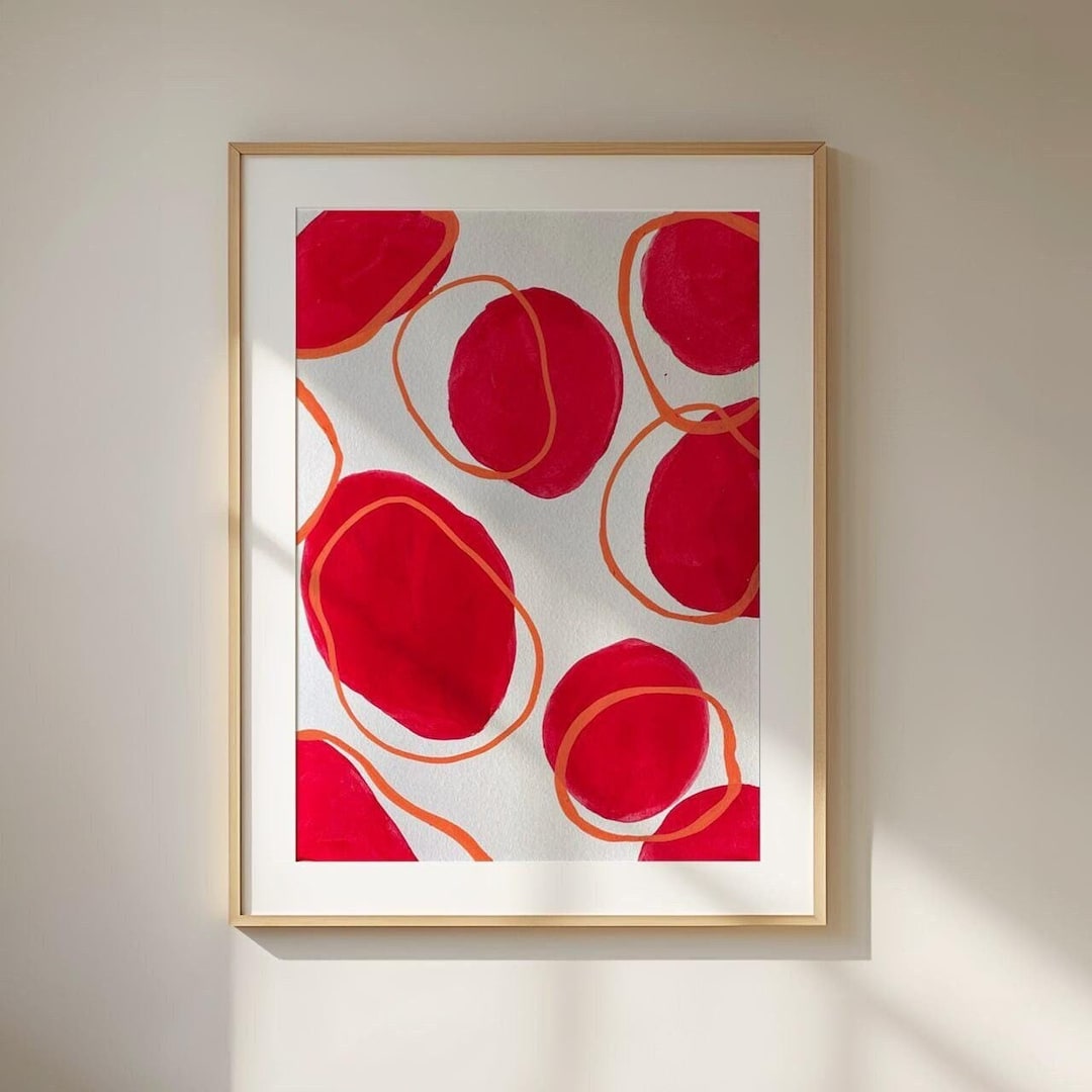 Abstract Red Circles Poster, Minimalist Modern Wall Art Print ...