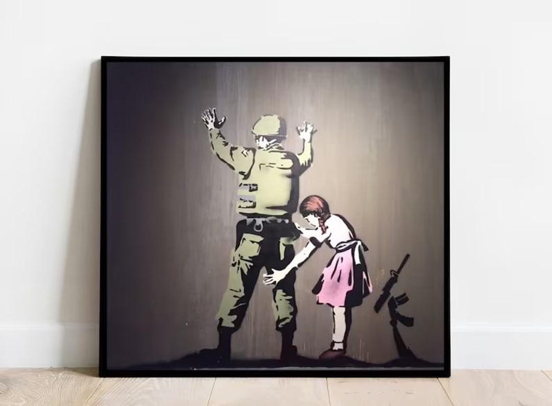 Banksy Girl Frisking Soldier Print, Graffiti Street Art Poster ...