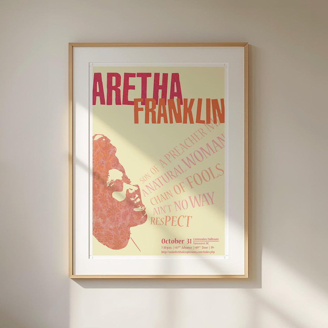 Vintage Aretha Franklin Concert Poster, High-quality Soul & Jazz Art ...