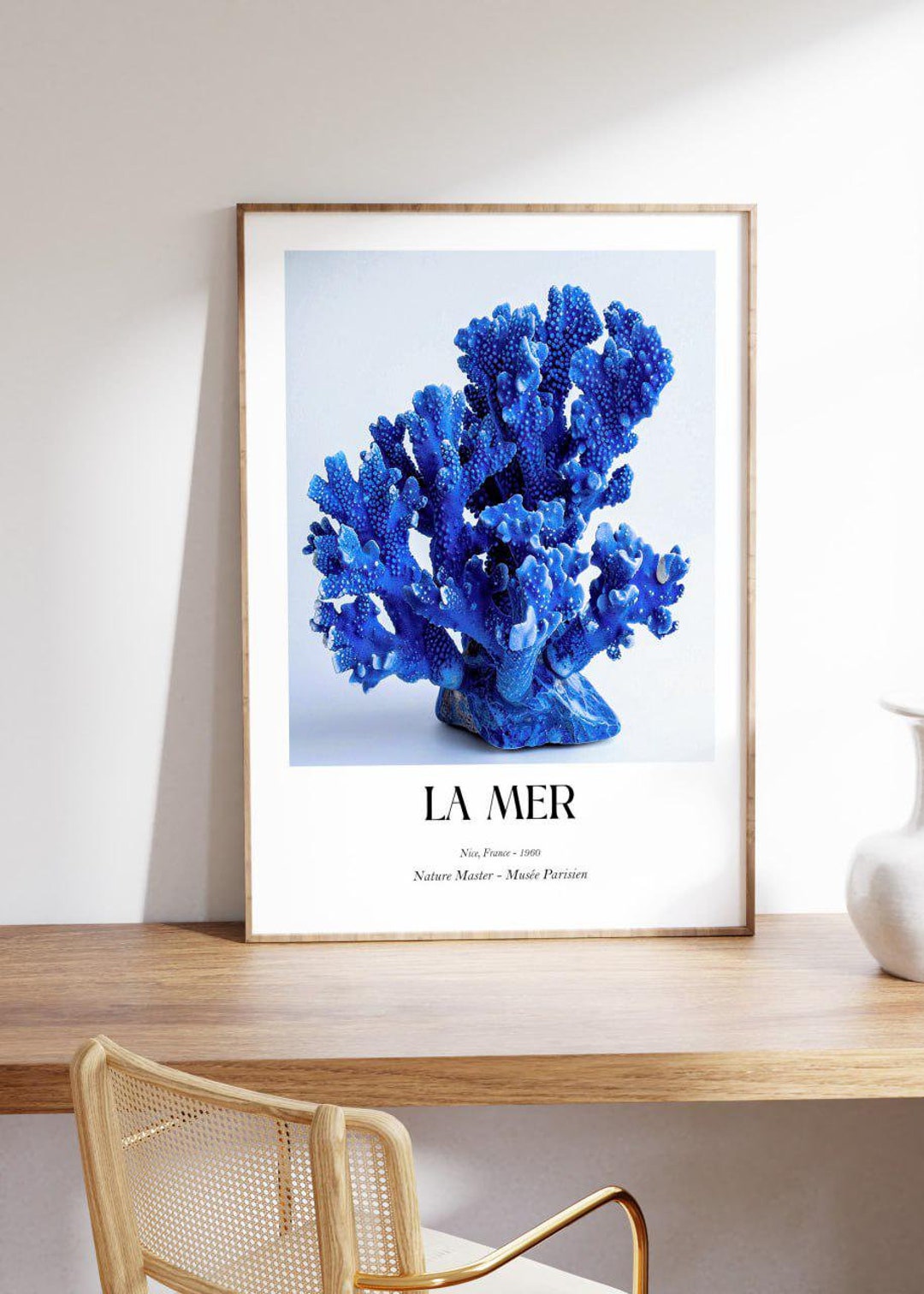 Oceanic Blue Coral Poster - Indigo Abstract Wall Art, Modern Coastal ...