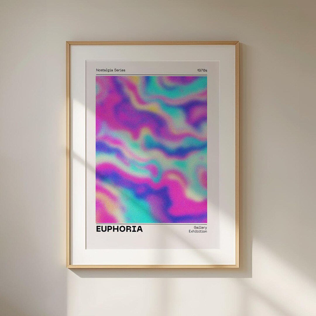 Euphoria Gradient Poster – Retro Multicolor Aura Print, Psychedelic ...