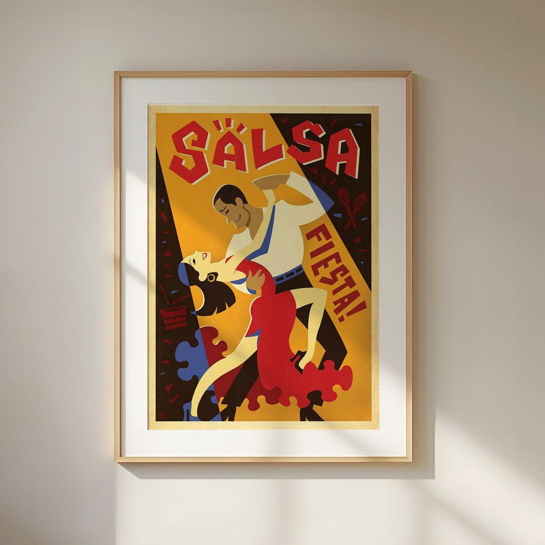 Salsa Dance Poster, Retro Fiesta Wall Art for Music Lovers, Latin Dance ...