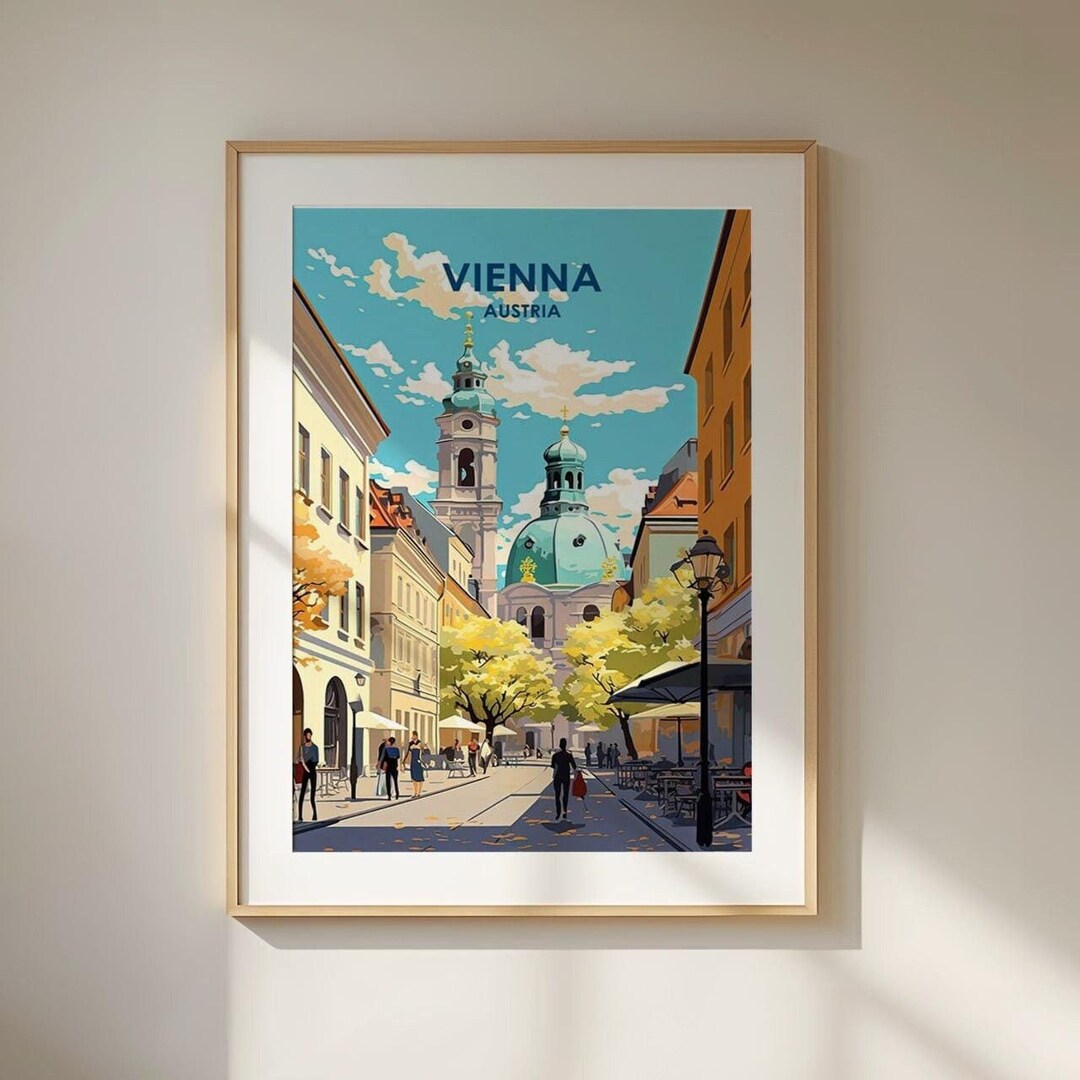 Vienna Travel Poster, Austria Vintage Wall Art Print, Scenic Cityscape ...