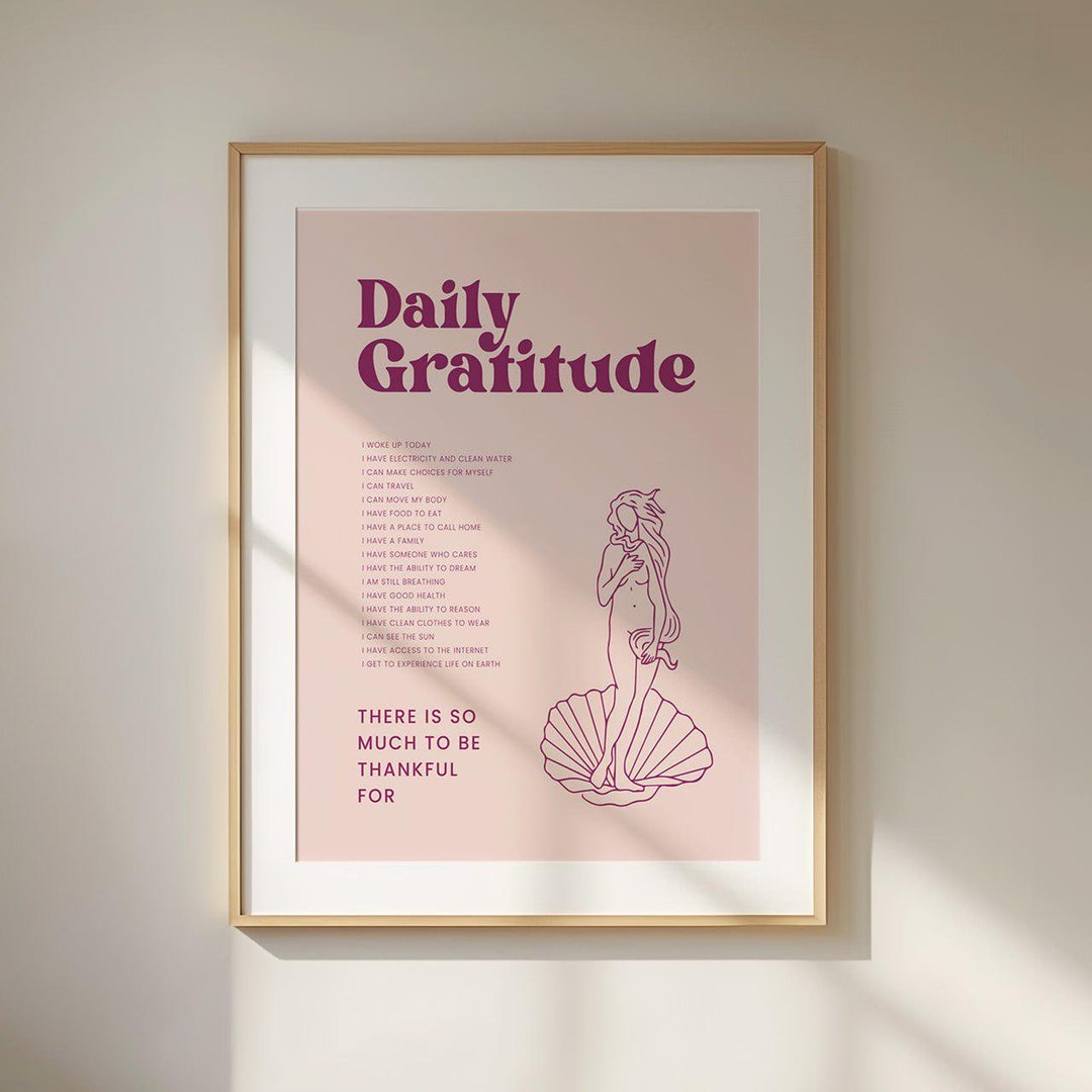 Daily Gratitude Poster | Mindfulness and Self-care Wall Art | Positive ...