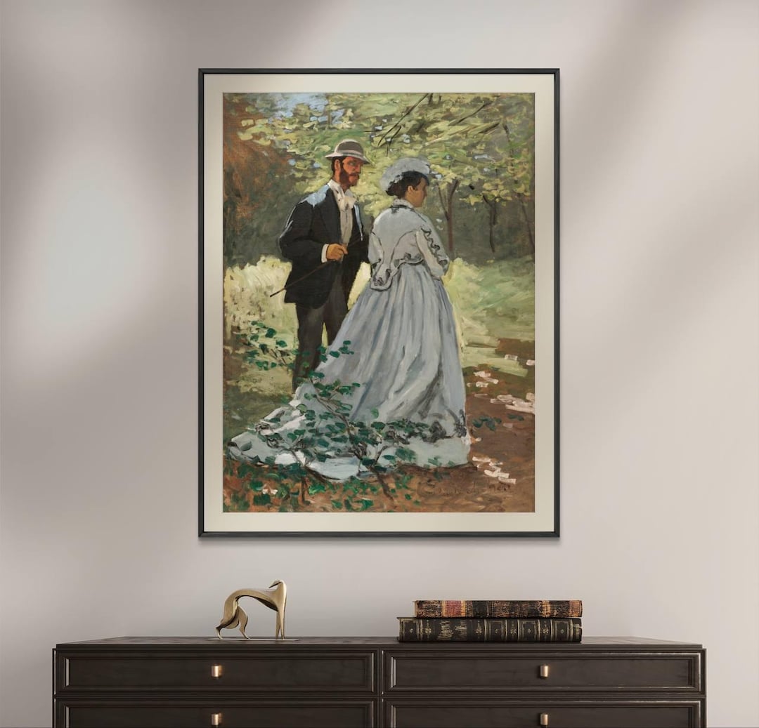 Claude Monet Stroll in the Garden - Impressionist Couple Painting ...