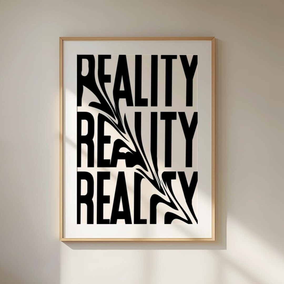 Distorted Reality Typography Poster – Black and White Optical Illusion ...