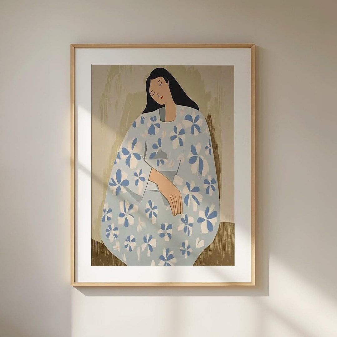 Abstract Woman Poster, Modern Art Print, Relaxing Woman With Floral ...