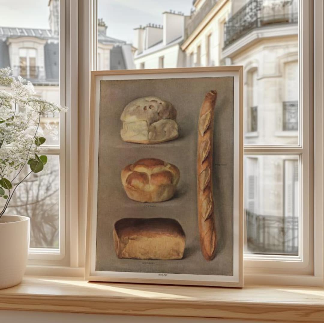 Vintage Bread Illustration Poster – Antique Bakery Art With Rustic ...