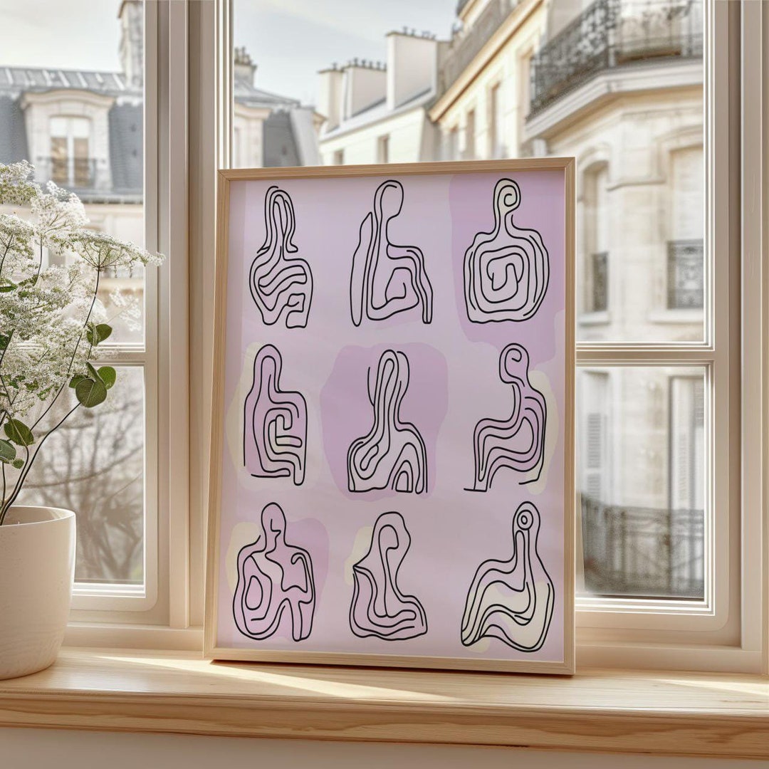 Abstract Line Art Figures Poster - Modern Minimalist Wall Art, Feminine ...