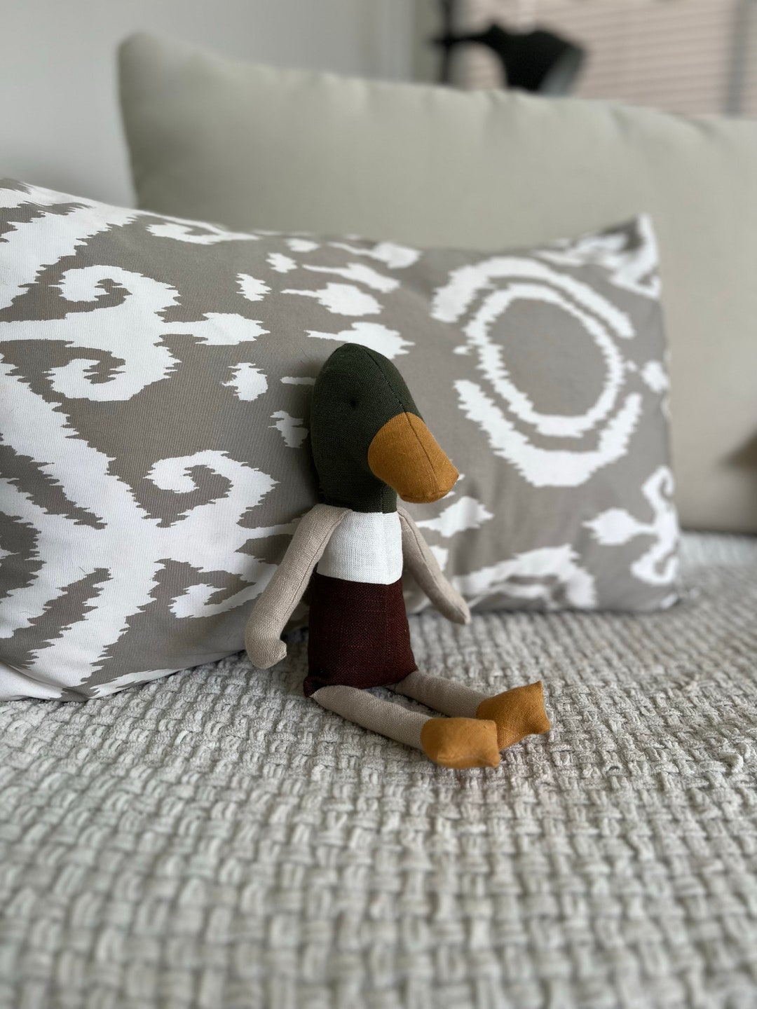 Handmade Heirloom Linen Duck Stuffed Animal, Toddler & Baby Gift ...