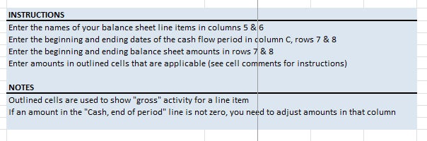 Statement of Cash Flows Worksheet Template Create GAAP Indirect Method ...