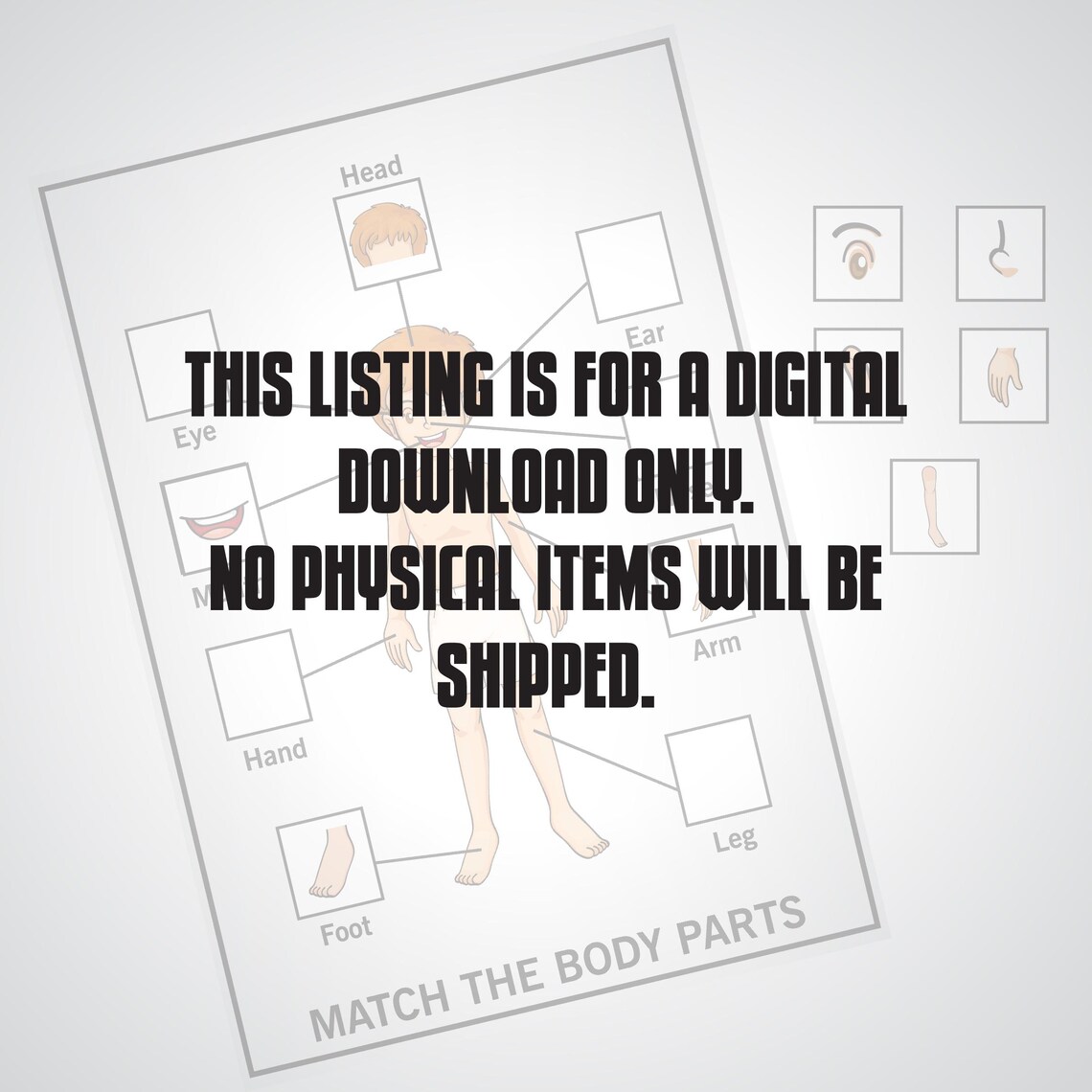 Match the Body Parts" Preschool Learning Activity – Engaging Early ...