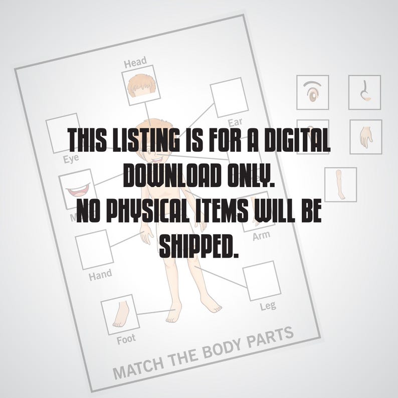 Match the Body Parts" Preschool Learning Activity – Engaging Early ...