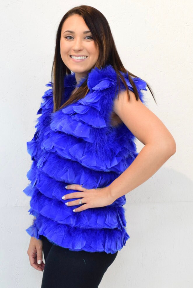 Real Feather Vests in Blue, Pink or White - Etsy