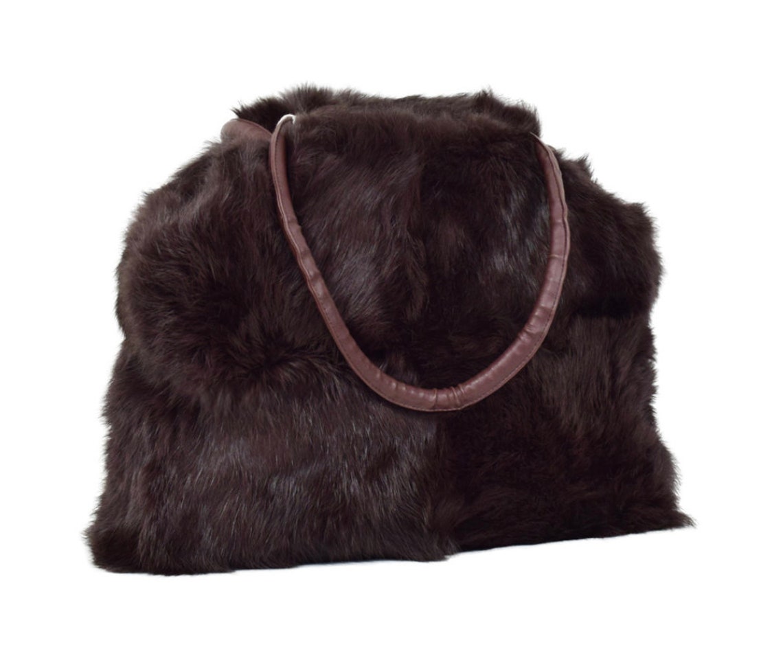 Chocolate Brown Rabbit Fur Shoulder Bag - Etsy