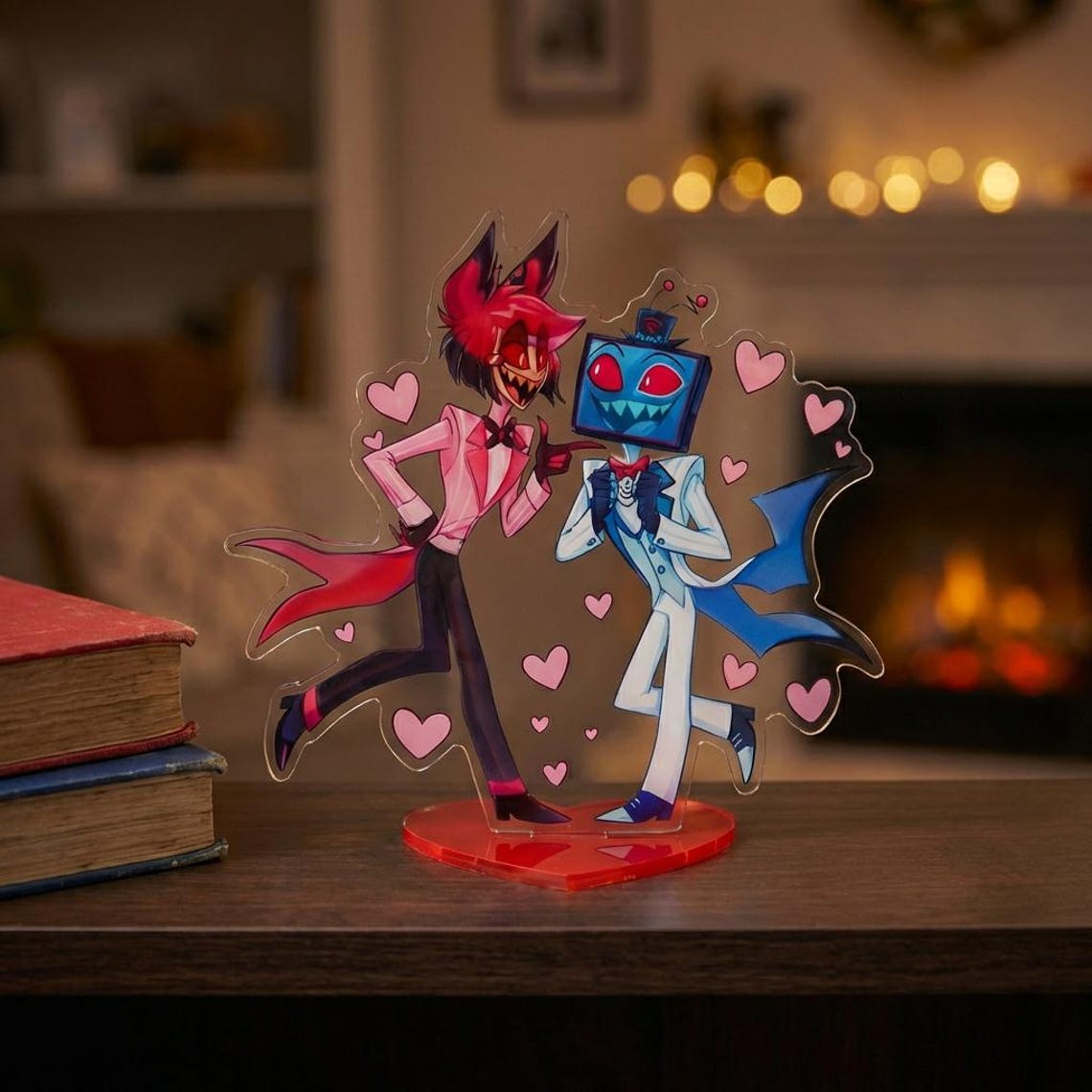Alastor Vox Romance Acrylic Standee, Hazbin Hotel Inspired Decor, Vox ...
