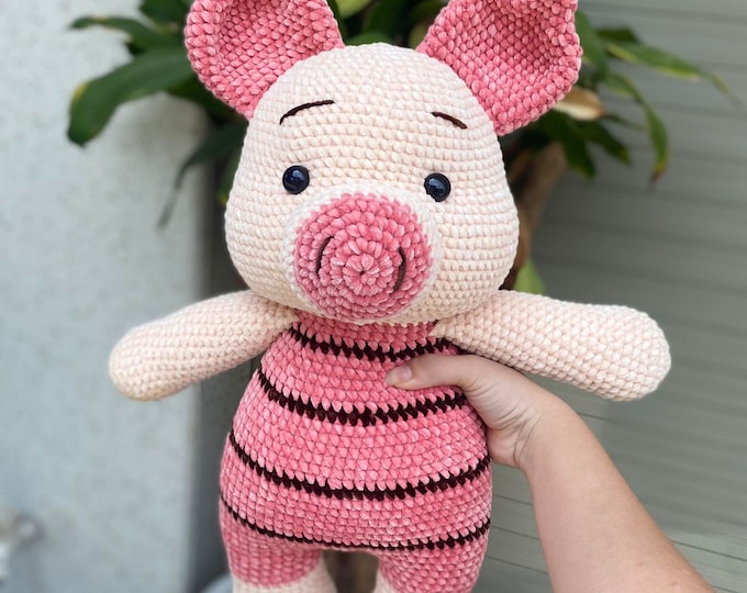 Jumbo Piglet Crochet Plushie, Amigurumi Stuffed Animal, Cute Gift Idea ...