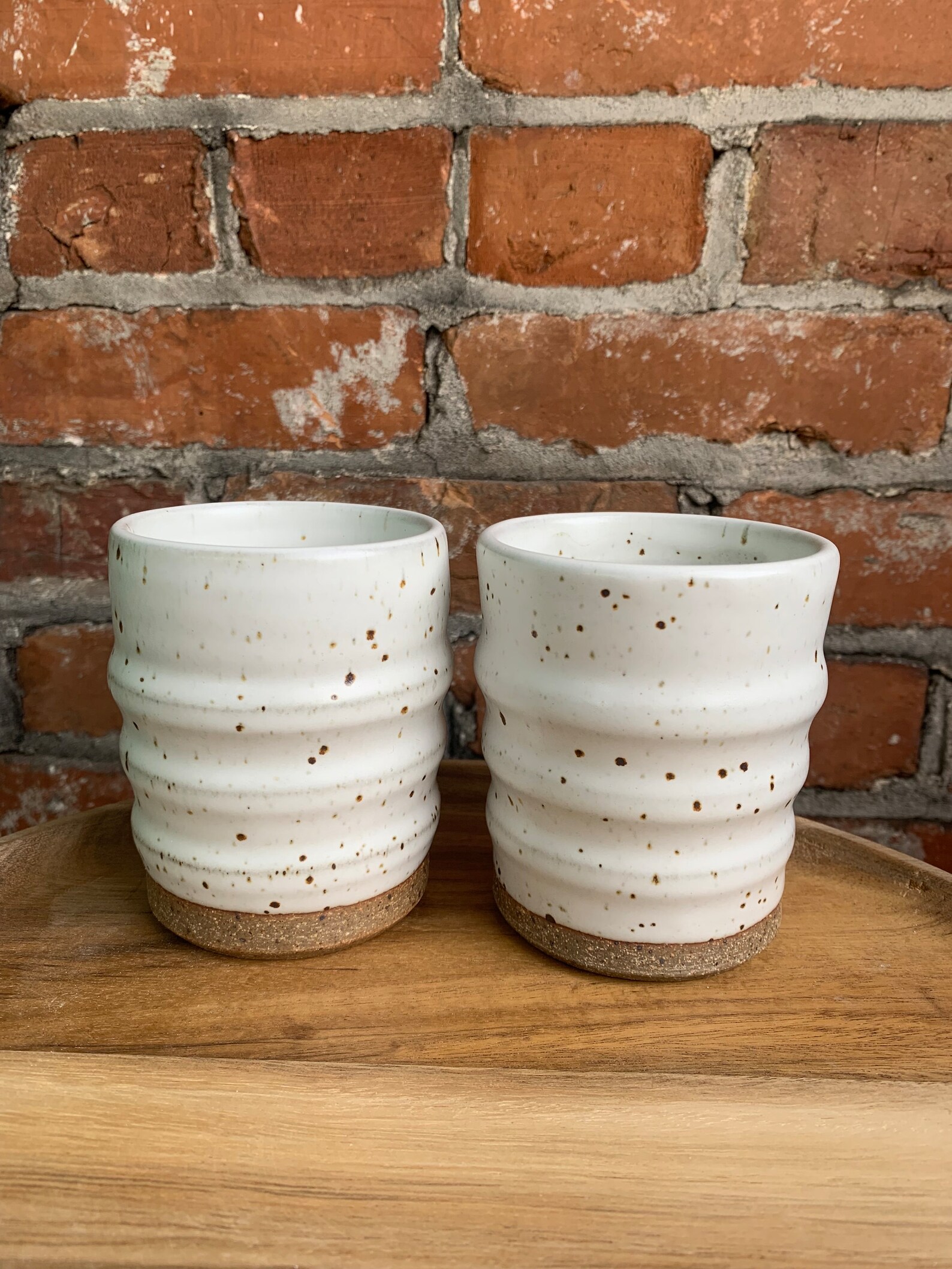 Wavy Drink Cups in Stoneware and White Speckled Glazes. - Etsy