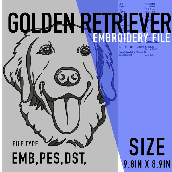 Machine Embroidery Designs Golden Retriever - Etsy