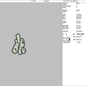 LA Mickey Mouse Hands Los Angeles Embroidery File , 2in Tall, PES, DST ...