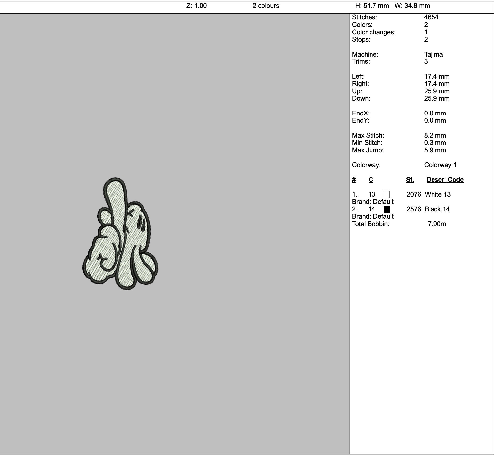 LA Mickey Mouse Hands Los Angeles Embroidery File , 2in Tall, PES, DST ...