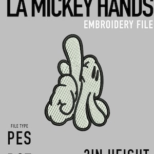 LA Mickey Mouse Hands Los Angeles Embroidery File , 2in Tall, PES, DST ...