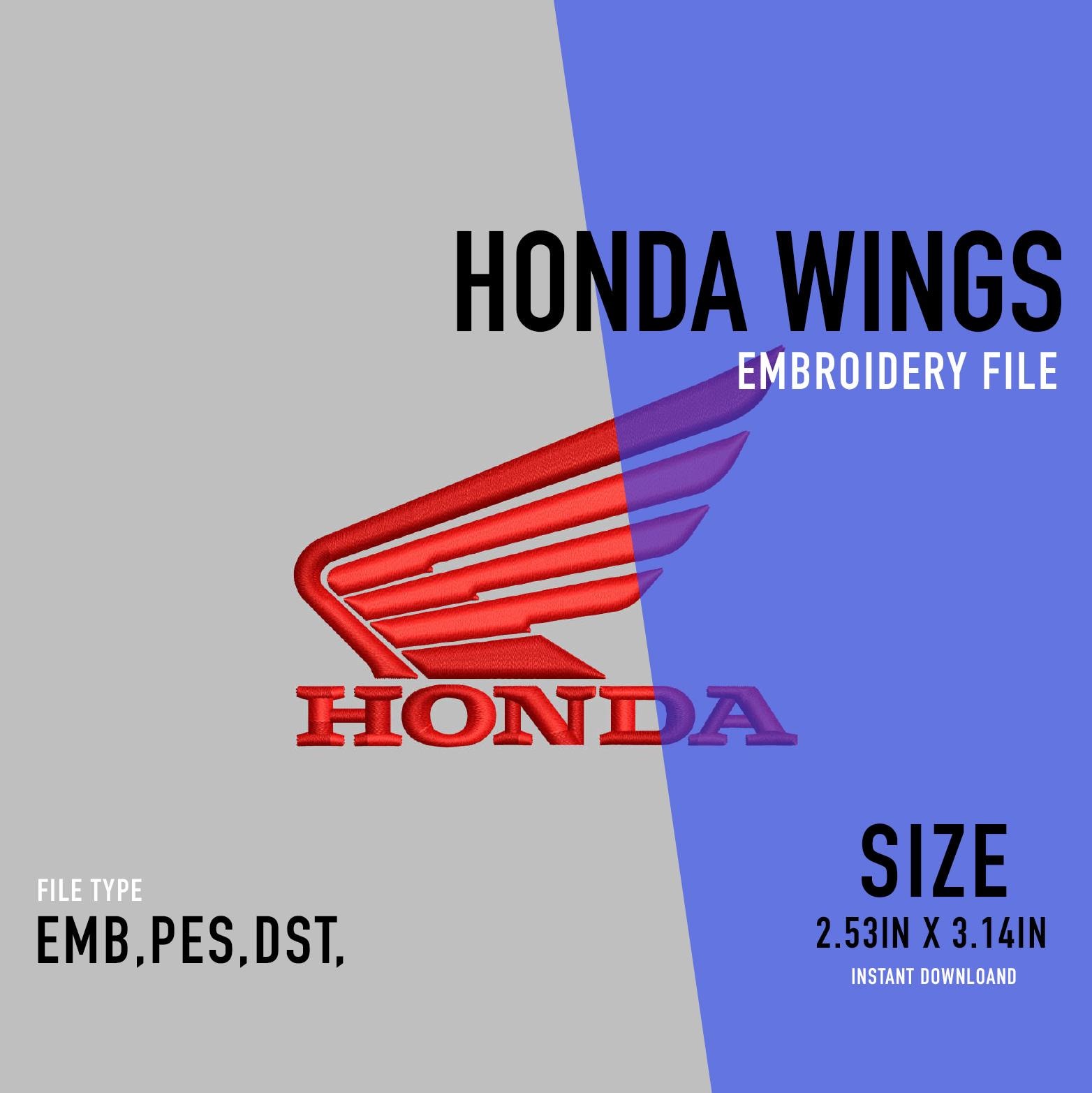 Honda Wings Logo Embroidery File, EMB, PES, DST, Machine File. Crf, 3D ...