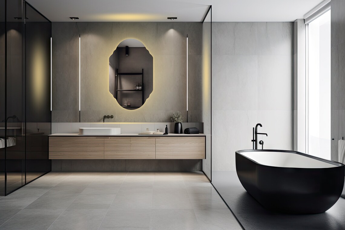 Wall LED Mirror Asymmetrical Mirror Blacklit Mirror Bathroom Mirror ...