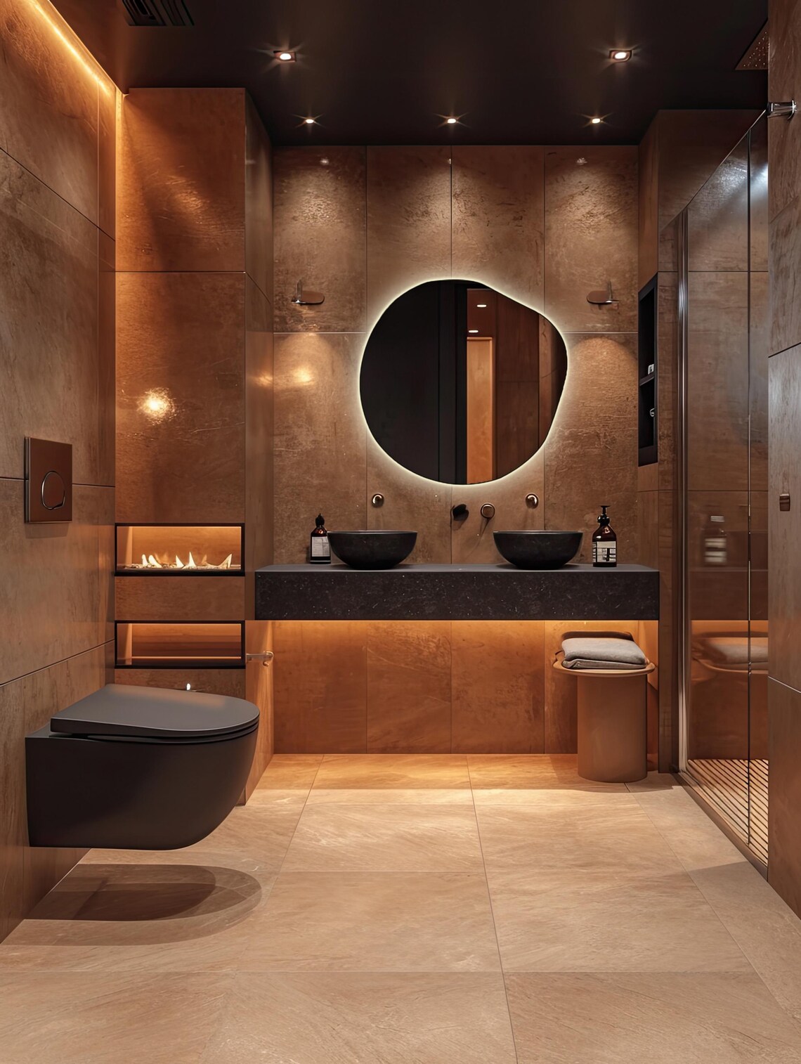 Modern Led Light Wavy Mirror / Led Lighted Bathroom Mirrors / Irregular ...