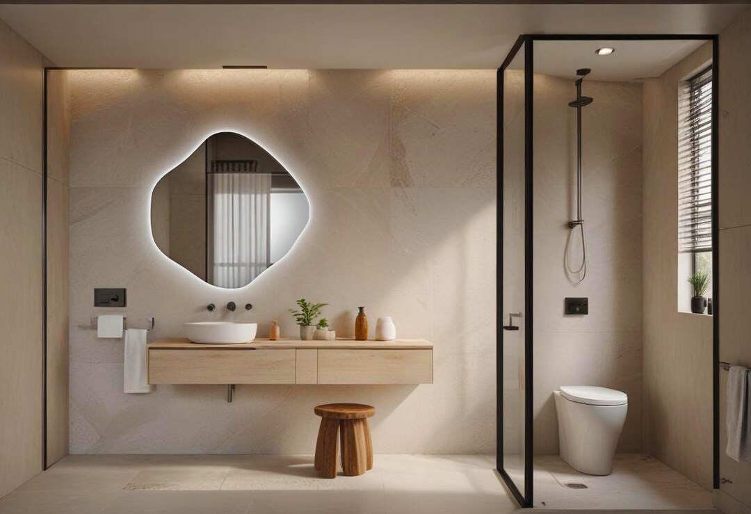 Round Arc-shaped LED Illuminated Tabletop Mirror / Curved Backlit ...